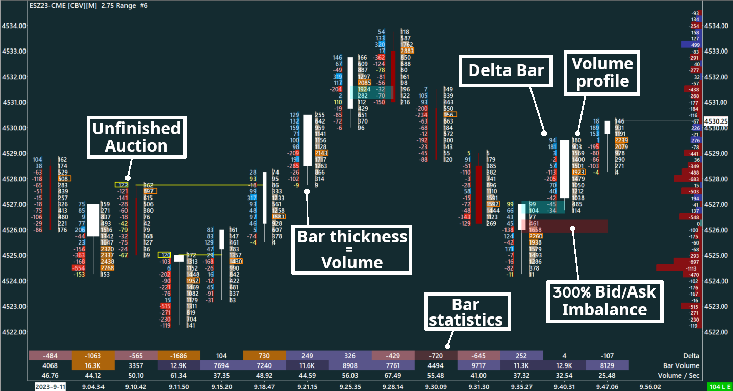 Delta Footprint, S&P 500, 12 ticks range bars – My trading Template