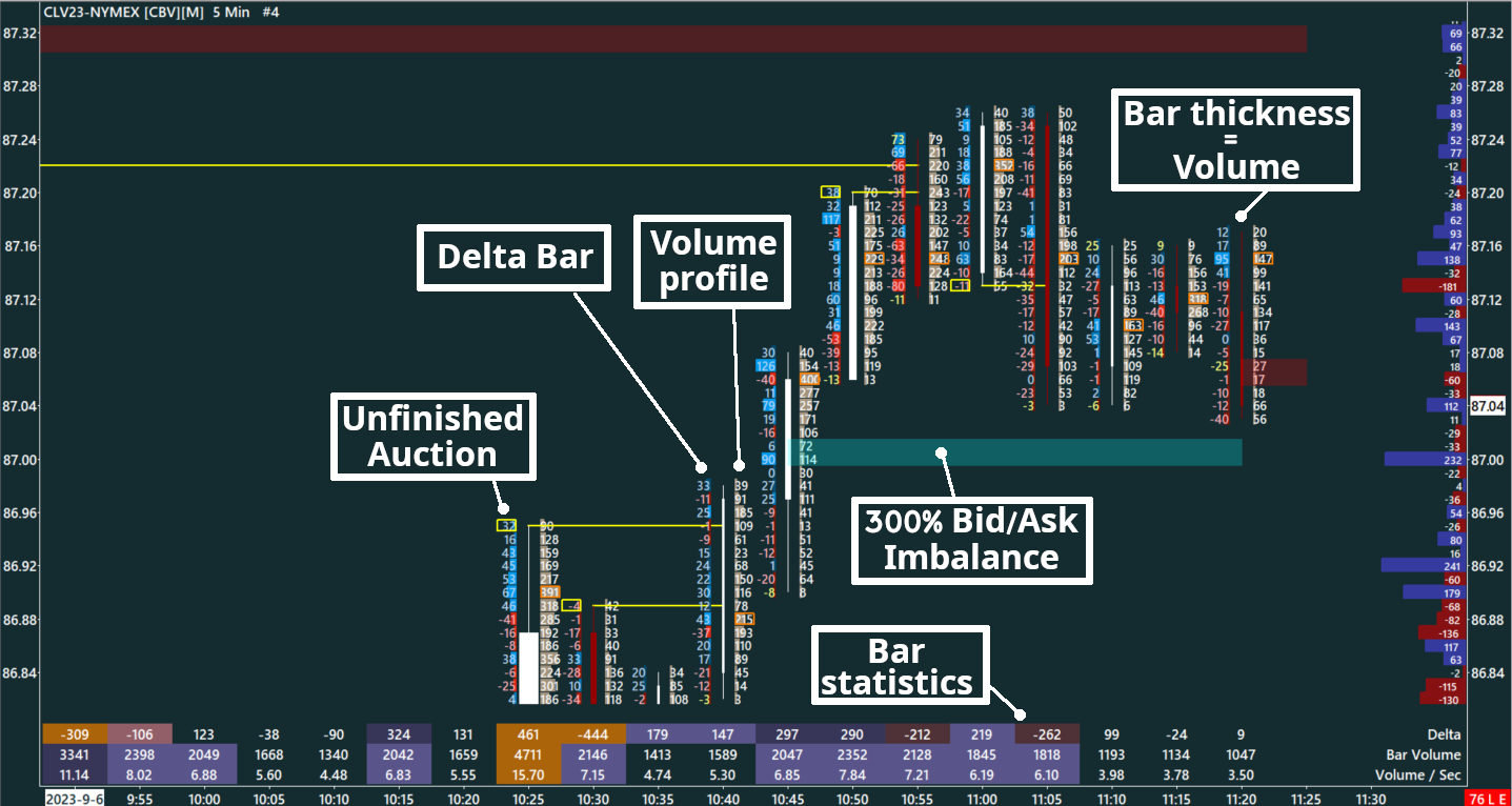 Delta Footprint, Crude oil, 5 minutes – My trading Template