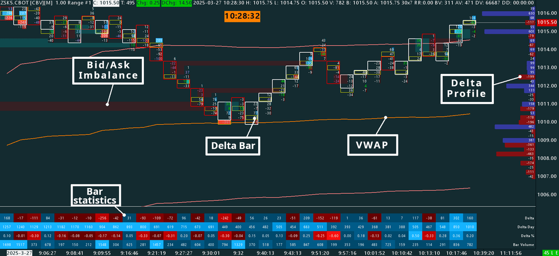 Delta Footprint, Soybean, 4 ticks range bars – My trading Template